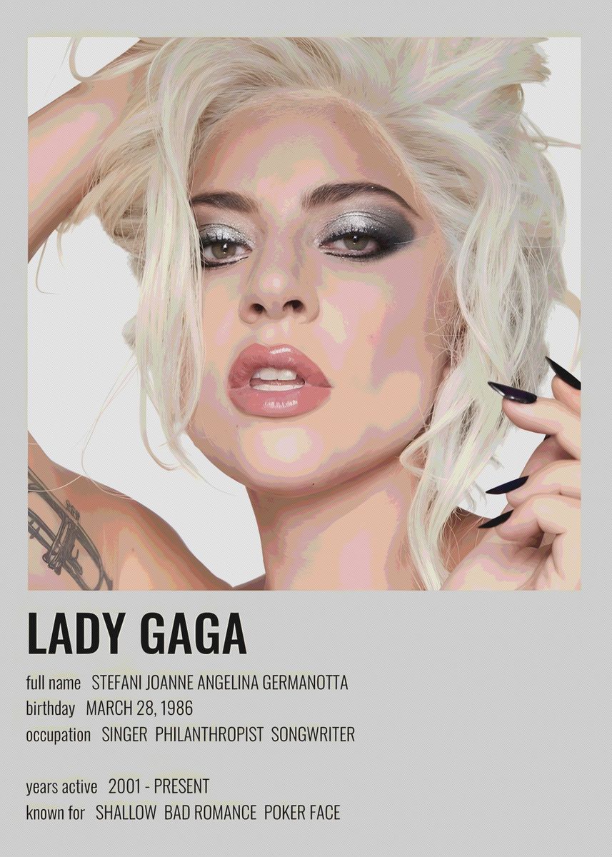 'Lady Gaga Poster' Poster, picture, metal print, paint by Papa Giana ...