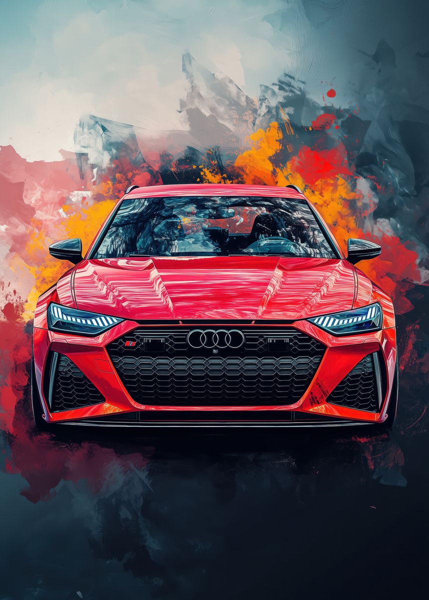 'Red Audi RS6 Avant' Poster, picture, metal print, paint by VisionPrint ...