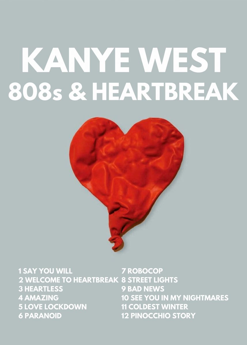 'Kanye West 808s & Heartbreak Album Cover' Poster, picture, metal print ...