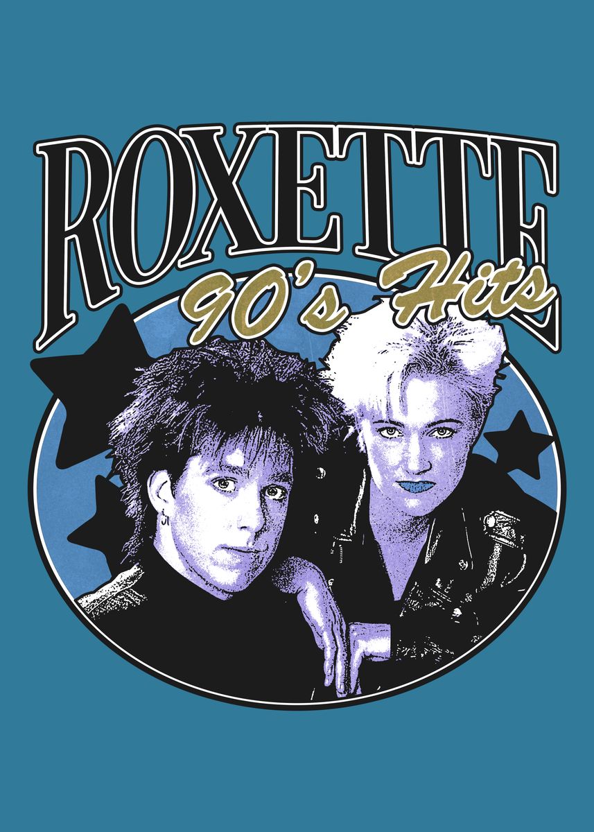 'Roxette 90's Hits Retro Poster' Poster, picture, metal print, paint by ...