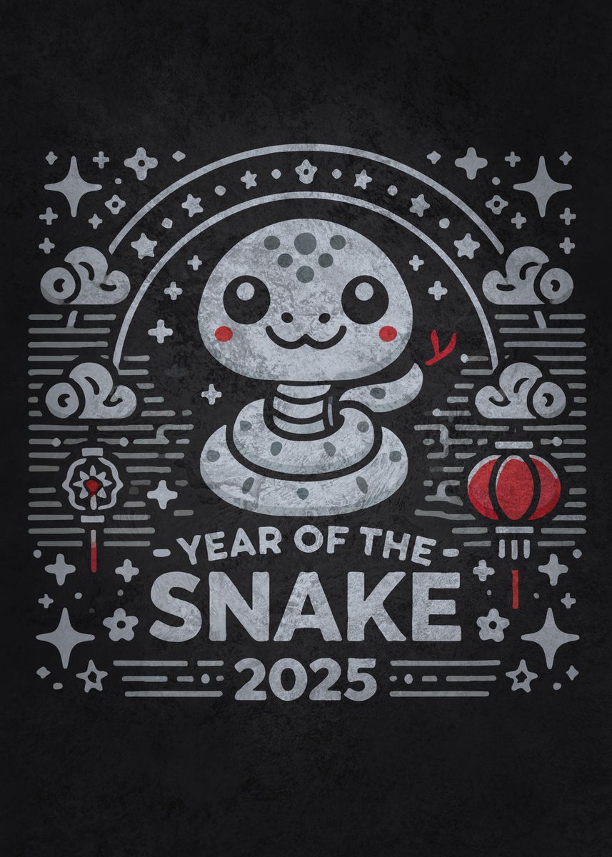 'Cute Chinese New Year - Year of the Snake 2025' Poster, picture, metal ...