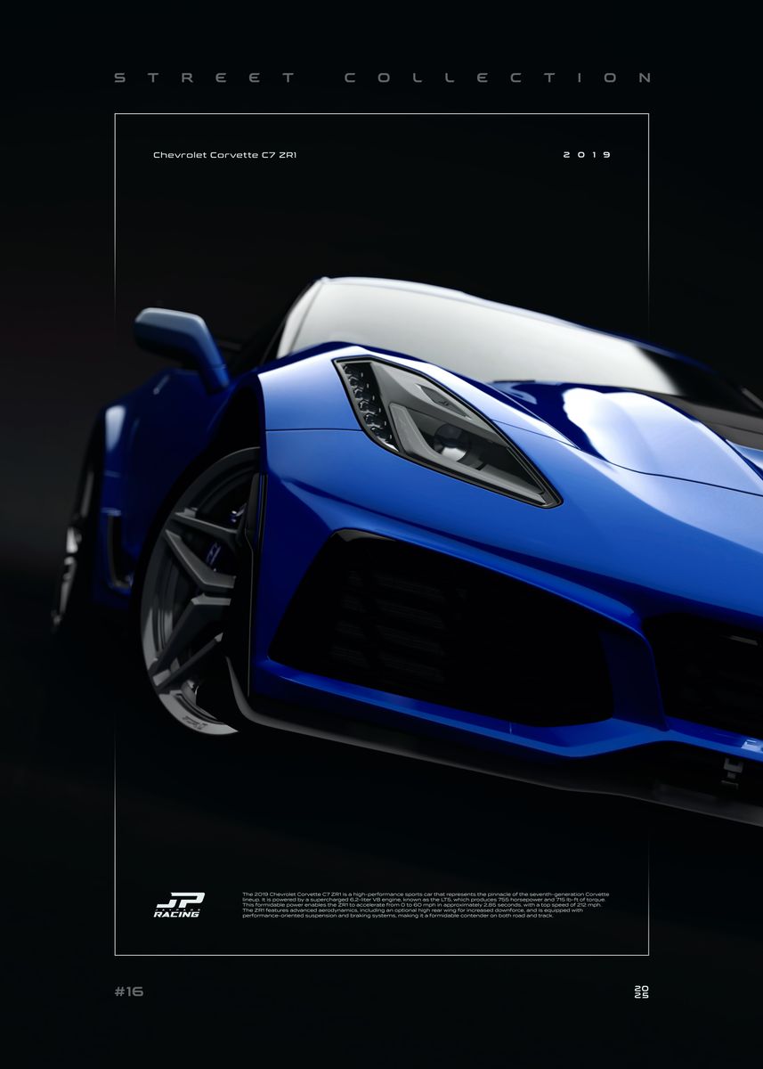 'Chevrolet Corvette C7 ZR1 2019' Poster, picture, metal print, paint by ...