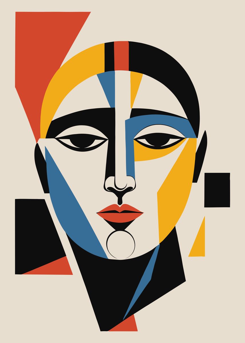 'Abstract Geometric Bauhaus Portrait' Poster, picture, metal print ...