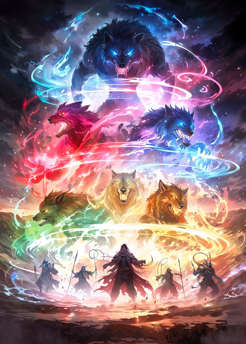 'Elemental Wolf Spirits' Poster, picture, metal print, paint by shakes ...