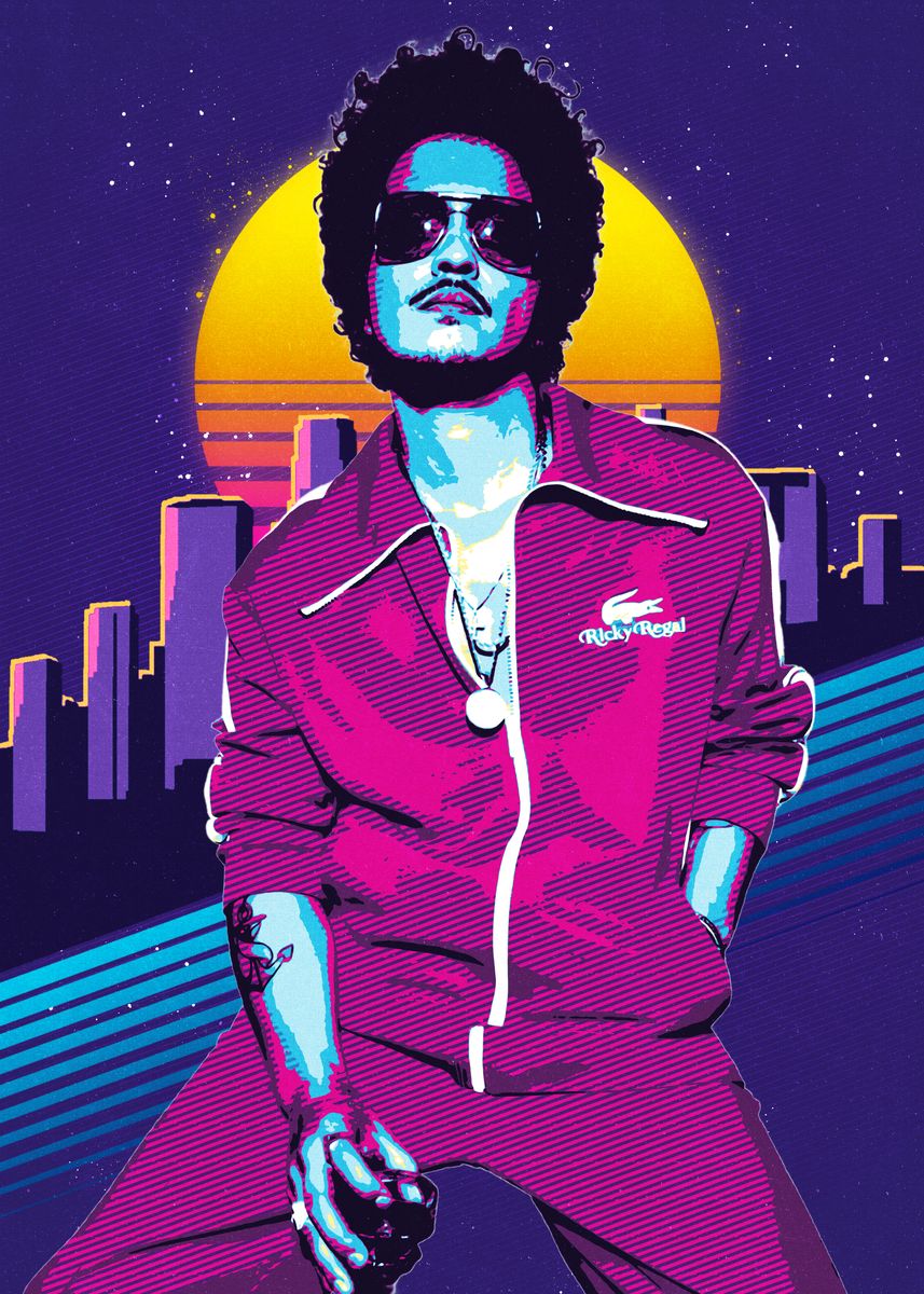 'Bruno Mars Retro Art' Poster, picture, metal print, paint by dedeart ...
