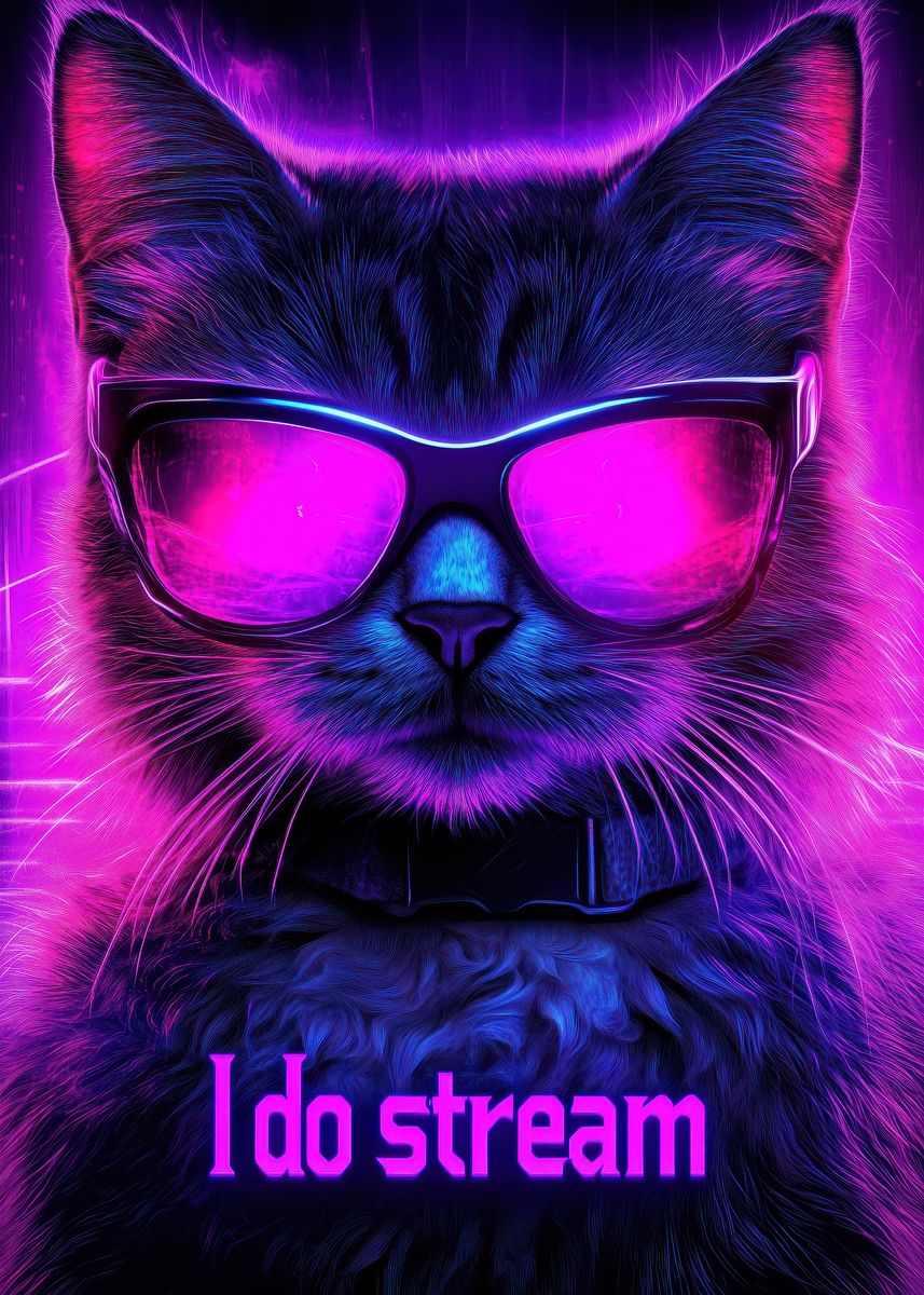 'Cool Cat Streamer' Poster, picture, metal print, paint by Spooky Blob ...