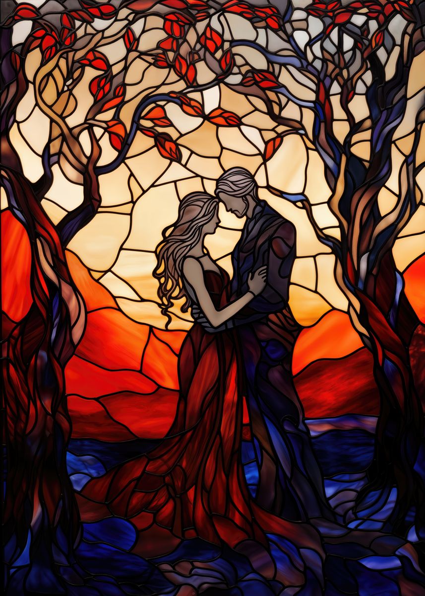 'Stained Glass Couple' Poster, picture, metal print, paint by Chris ...