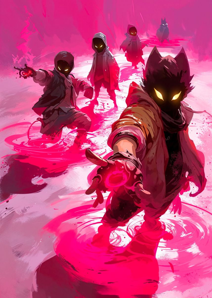 'Fantasy Characters in Pink' Poster, picture, metal print, paint by ...