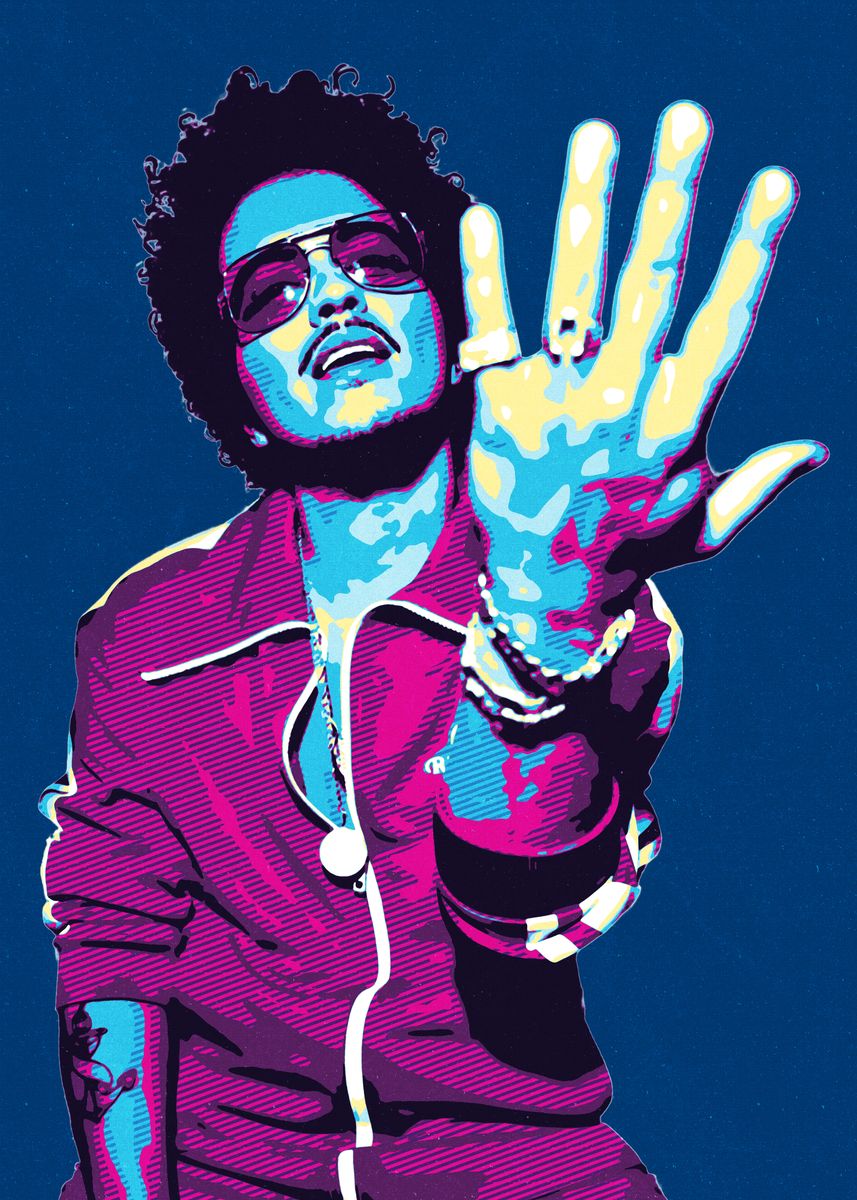 'Bruno Mars Pop Art Portrait' Poster, picture, metal print, paint by ...