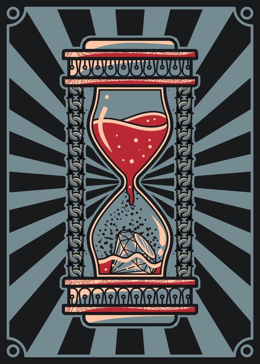 'Hourglass & diamond vintage design' Poster, picture, metal print ...