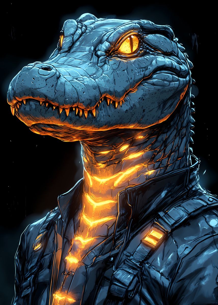'Alligator Anthropomorphic Art Animal' Poster, picture, metal print ...