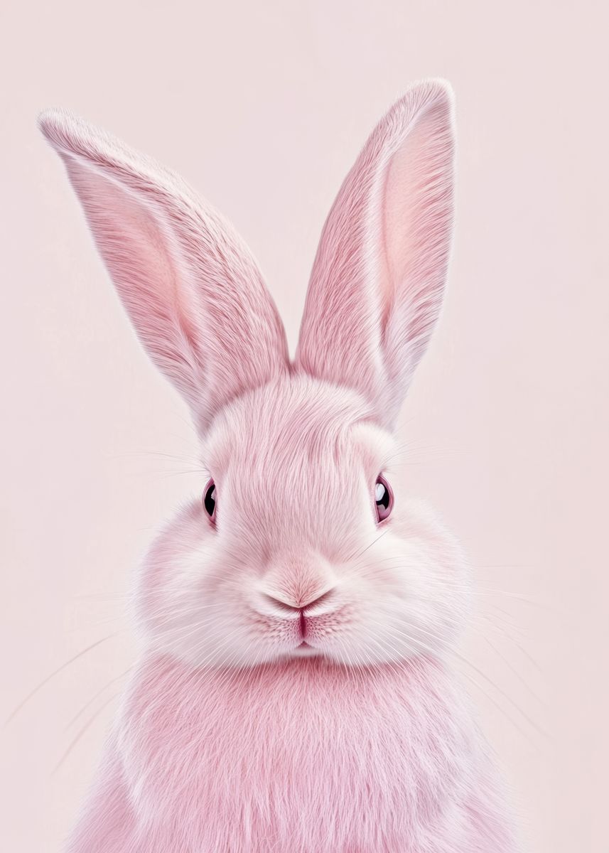 'Pink Bunny Portrait' Poster, picture, metal print, paint by le Petra ...
