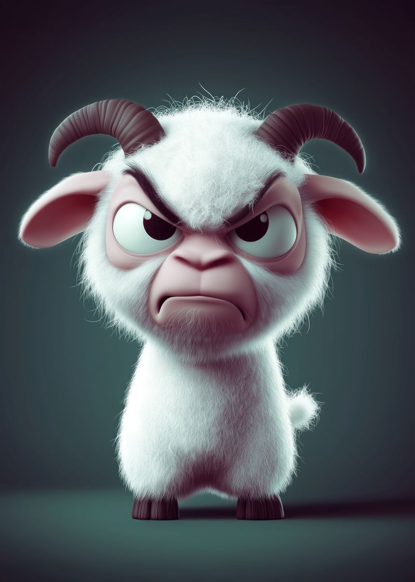 'Angry Cartoon Goat' Poster, picture, metal print, paint by ...