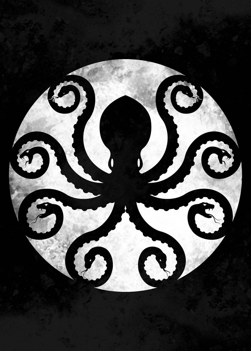 'Octopus Snake and Moon ' Poster, picture, metal print, paint by jun ...