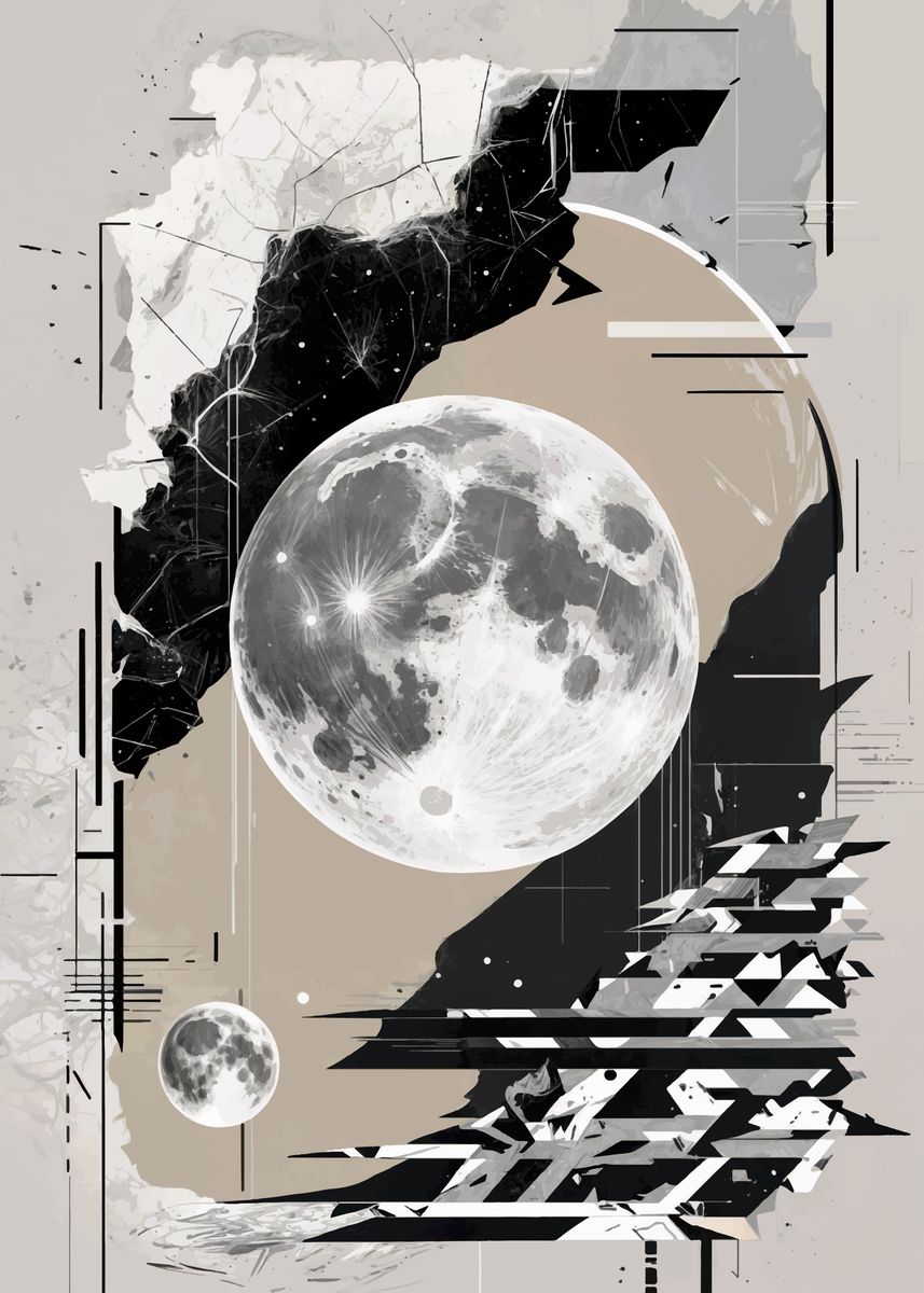 'Abstract Moon Art' Poster, picture, metal print, paint by ...