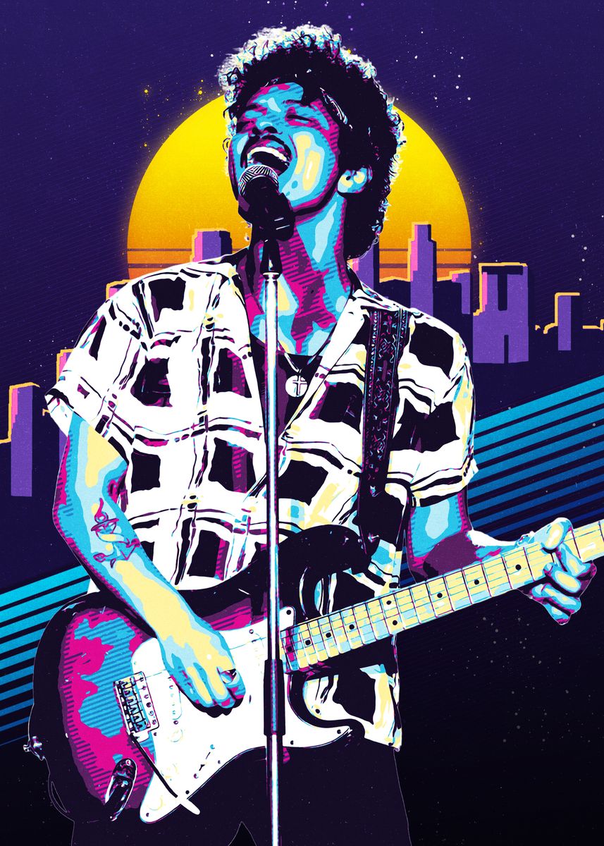 'Bruno Mars Retro Poster' Poster, picture, metal print, paint by ...
