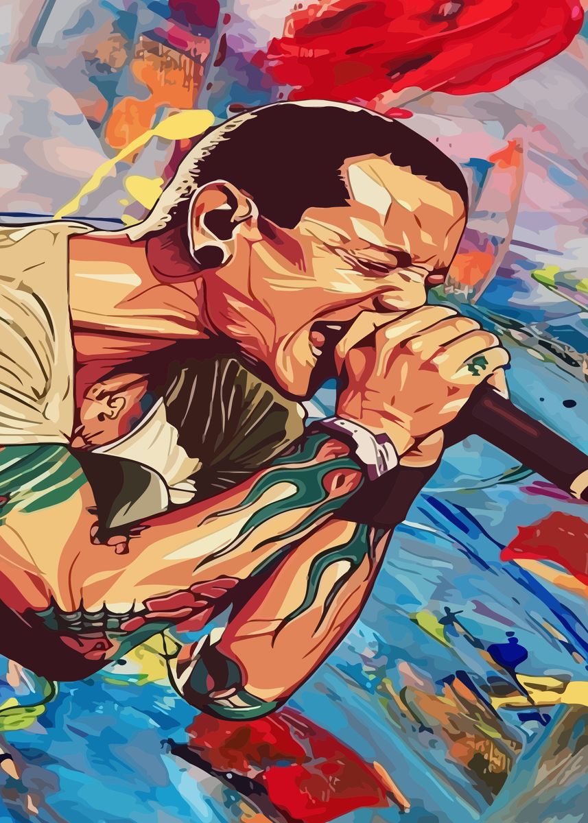 'Chester Bennington Portrait' Poster, picture, metal print, paint by ...