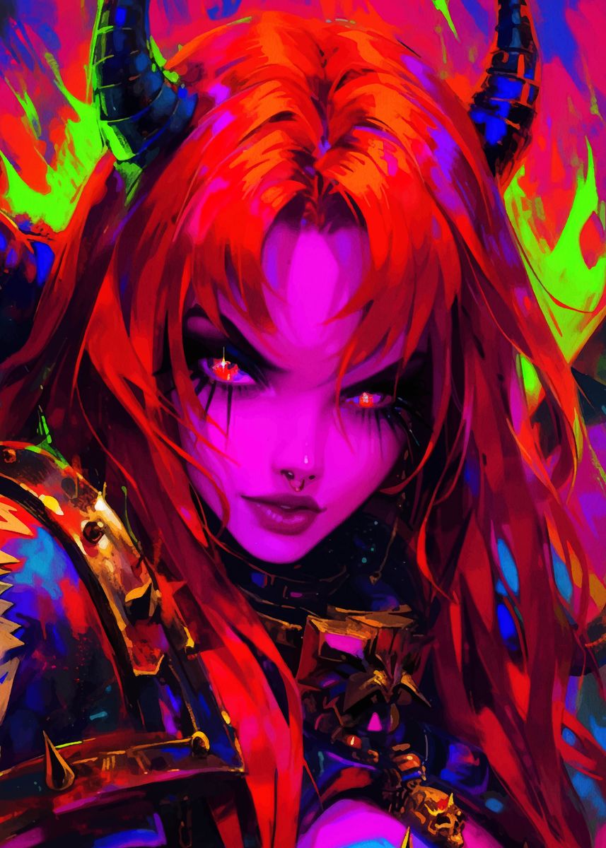 'Demon Girl Portrait' Poster, picture, metal print, paint by Hojay lkan ...