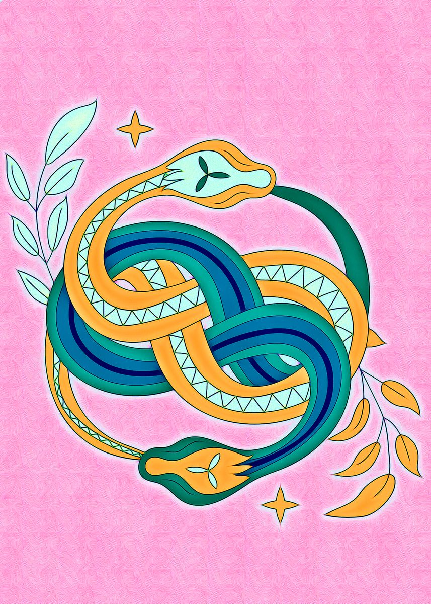 'Intertwined Snakes Tattoo' Poster, picture, metal print, paint by ...