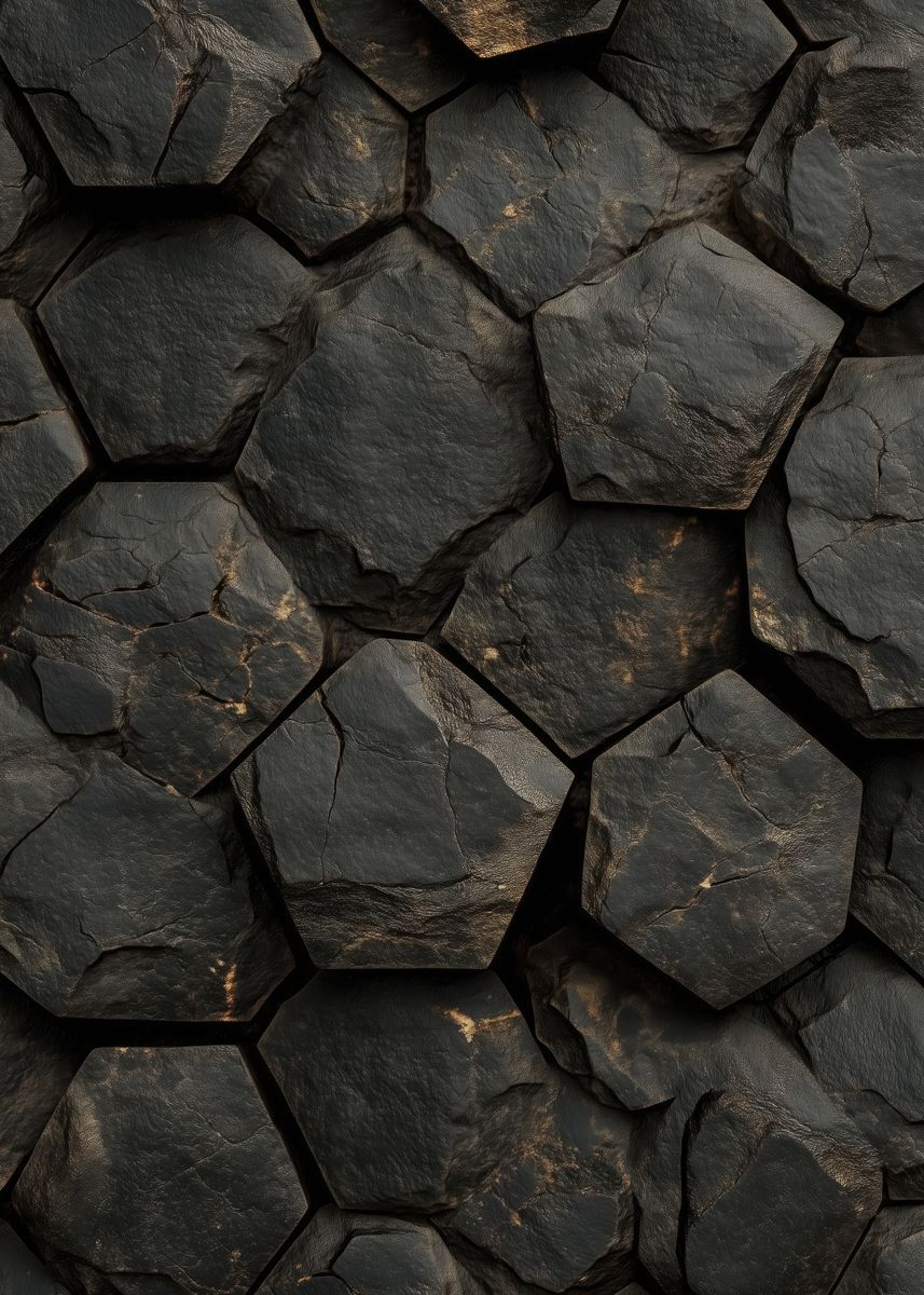'Hexagonal Basalt Stone Wall' Poster, picture, metal print, paint by ...