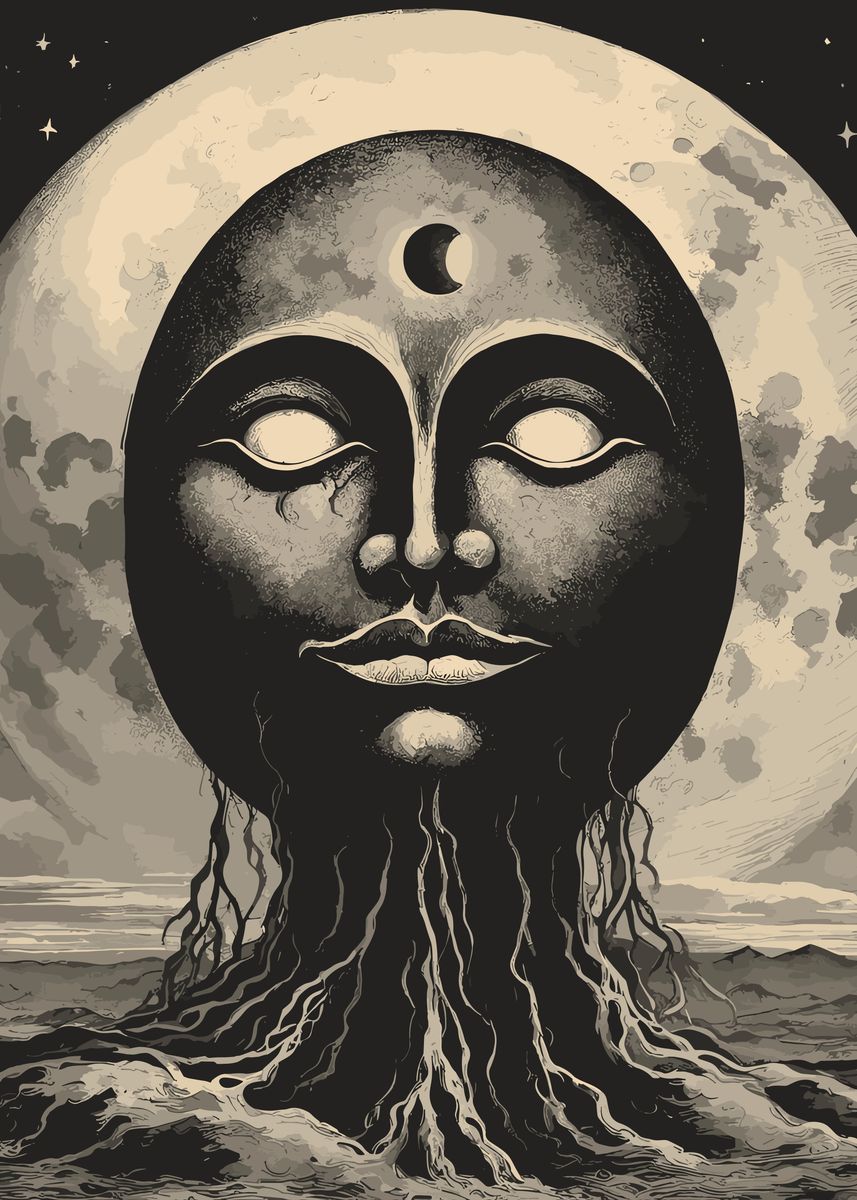 'Occult Esoteric Moon Goddess' Poster, picture, metal print, paint by ...