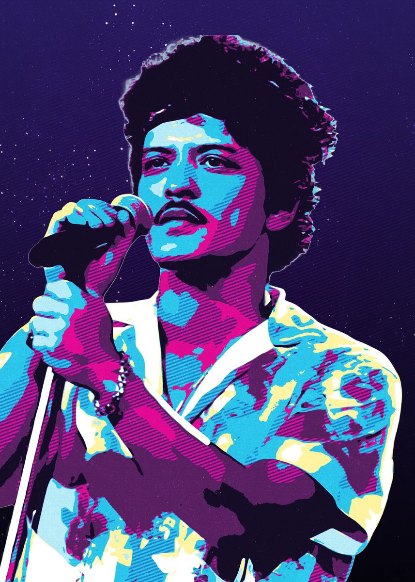 'Bruno Mars Pop Art Portrait' Poster, picture, metal print, paint by ...