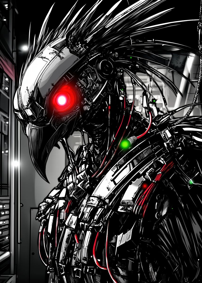 'Cybernetic Bird Robot' Poster, picture, metal print, paint by Spooky ...