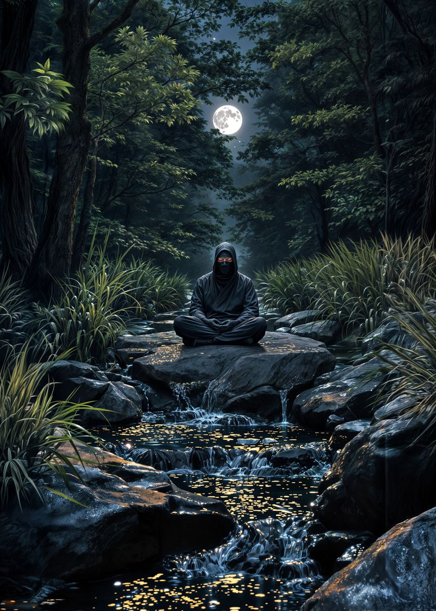 'Ninja Meditation' Poster, picture, metal print, paint by Shibuz4 ...