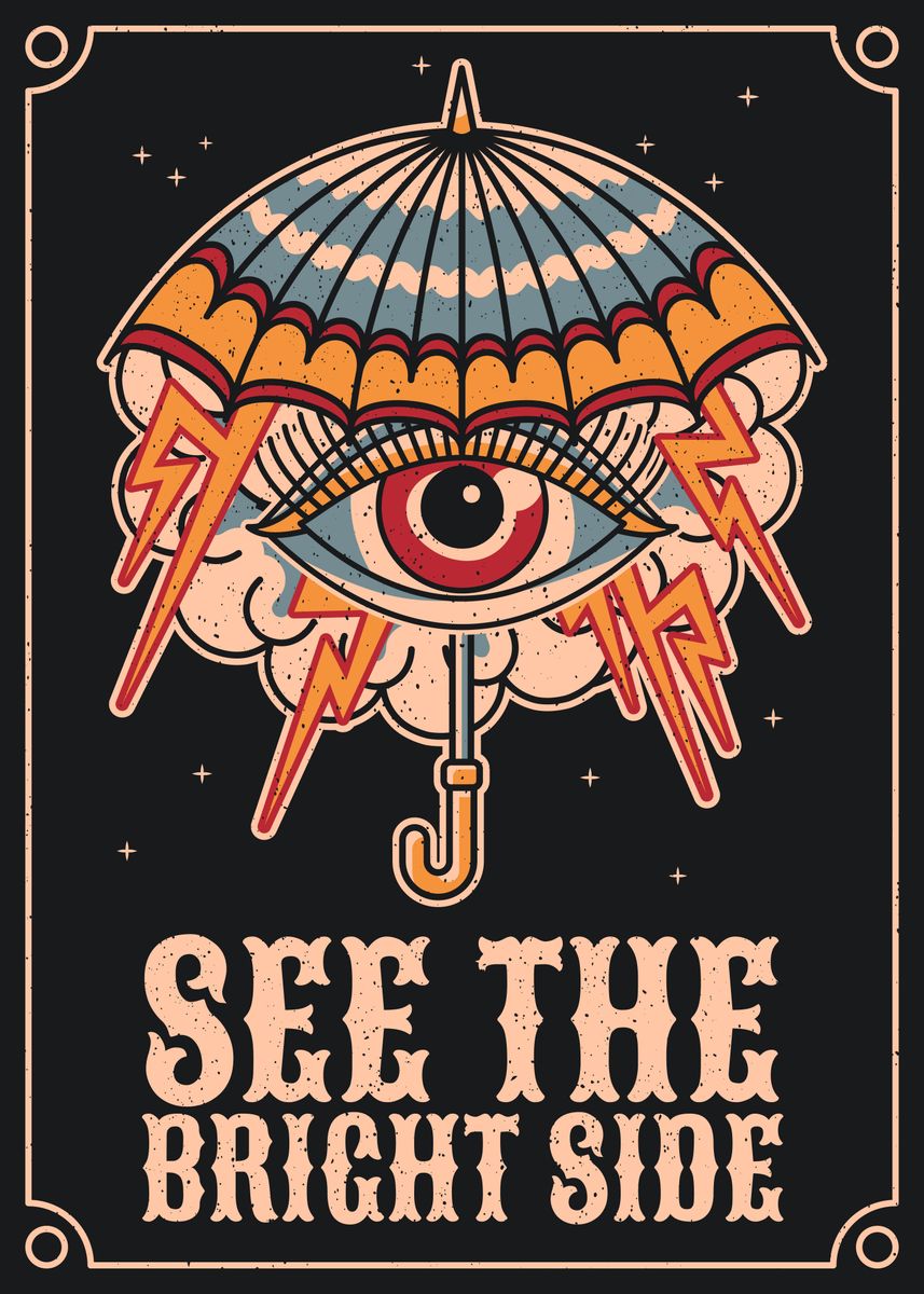 'See the bright side tattoo' Poster, picture, metal print, paint by ...