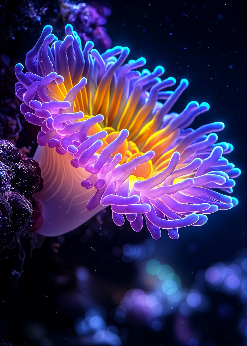 'Vibrant Sea Anemone' Poster, picture, metal print, paint by SuperNova ...