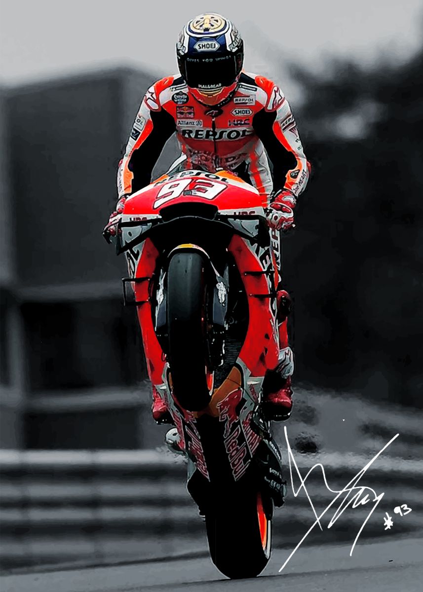 'MotoGP Wheelie' Poster, picture, metal print, paint by Bie Rien | Displate