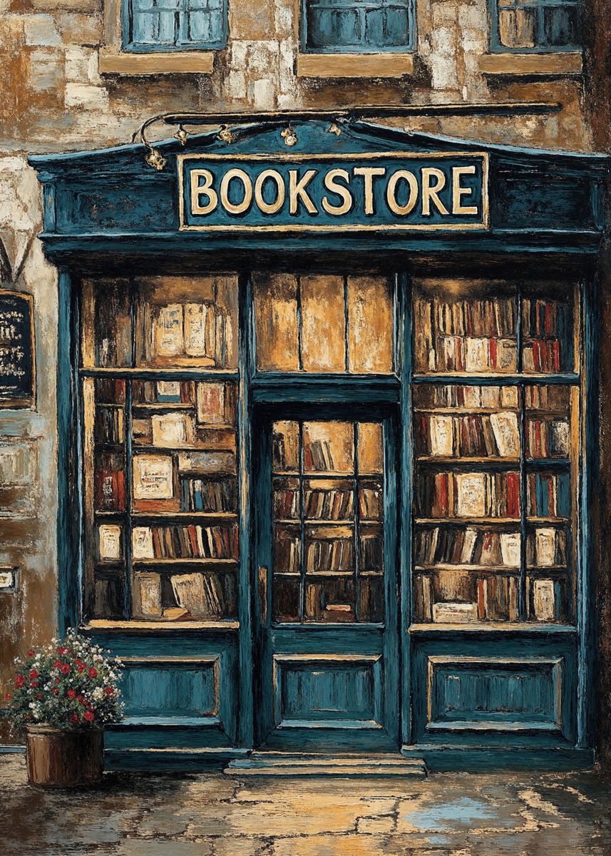 'Vintage Bookstore Book Lover' Poster, picture, metal print, paint by ...