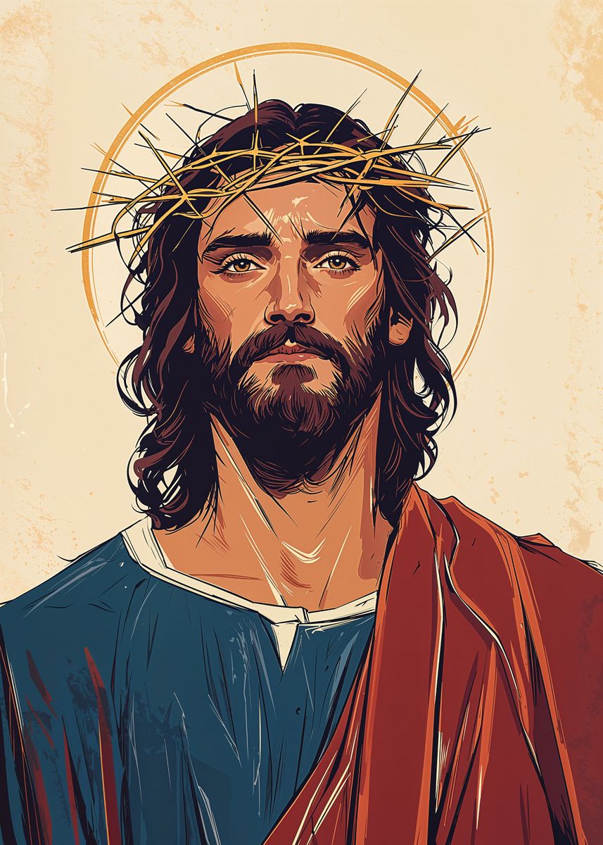 'Jesus Christ Portrait' Poster, picture, metal print, paint by ...
