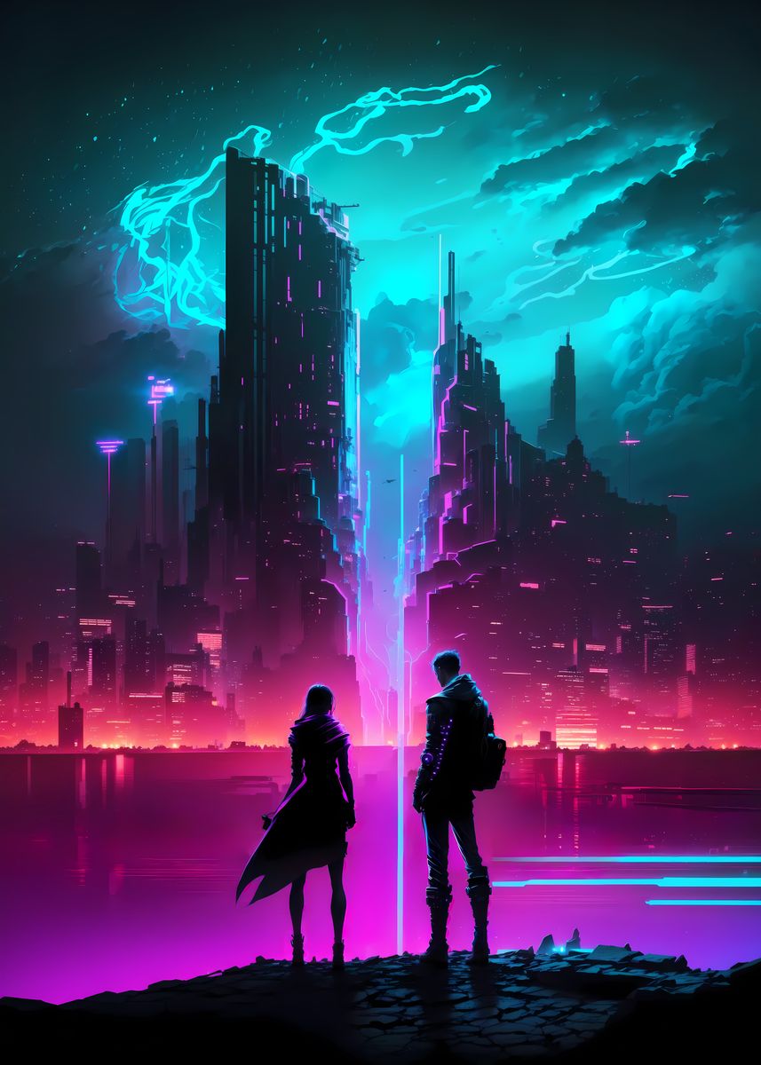 'The Neon Rift City' Poster, picture, metal print, paint by Luong Phat ...