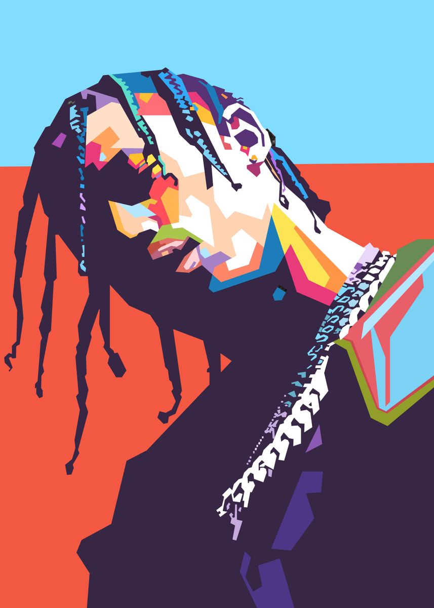 'Travis Scott Pop Art Portrait' Poster, picture, metal print, paint by ...