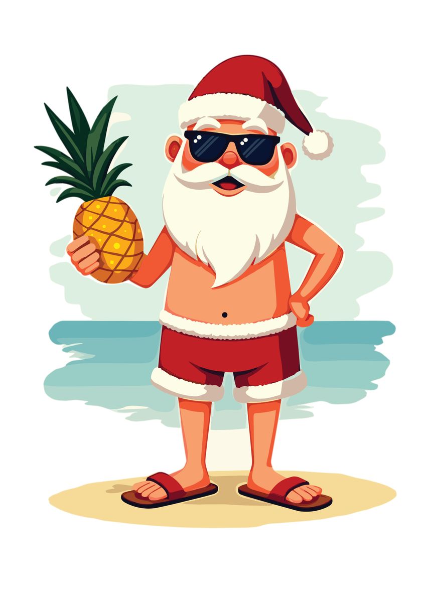 'Tropical Santa Claus Santa' Poster, picture, metal print, paint by ZS ...