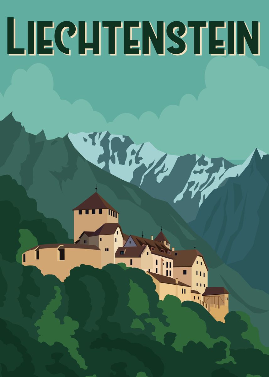 'Liechtenstein Castle Poster' Poster, picture, metal print, paint by ...