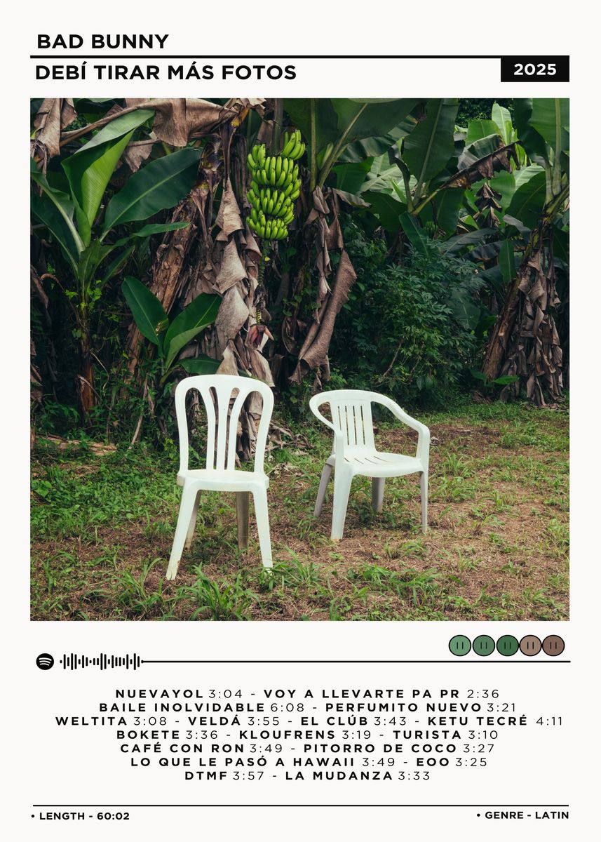 'Bad Bunny Album Cover DeBÍ TiRAR MáS FOToS' Poster, picture, metal ...