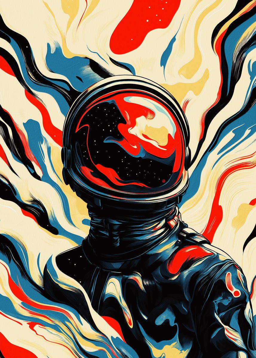 'Abstract Space Astronaut in Space' Poster, picture, metal print, paint ...