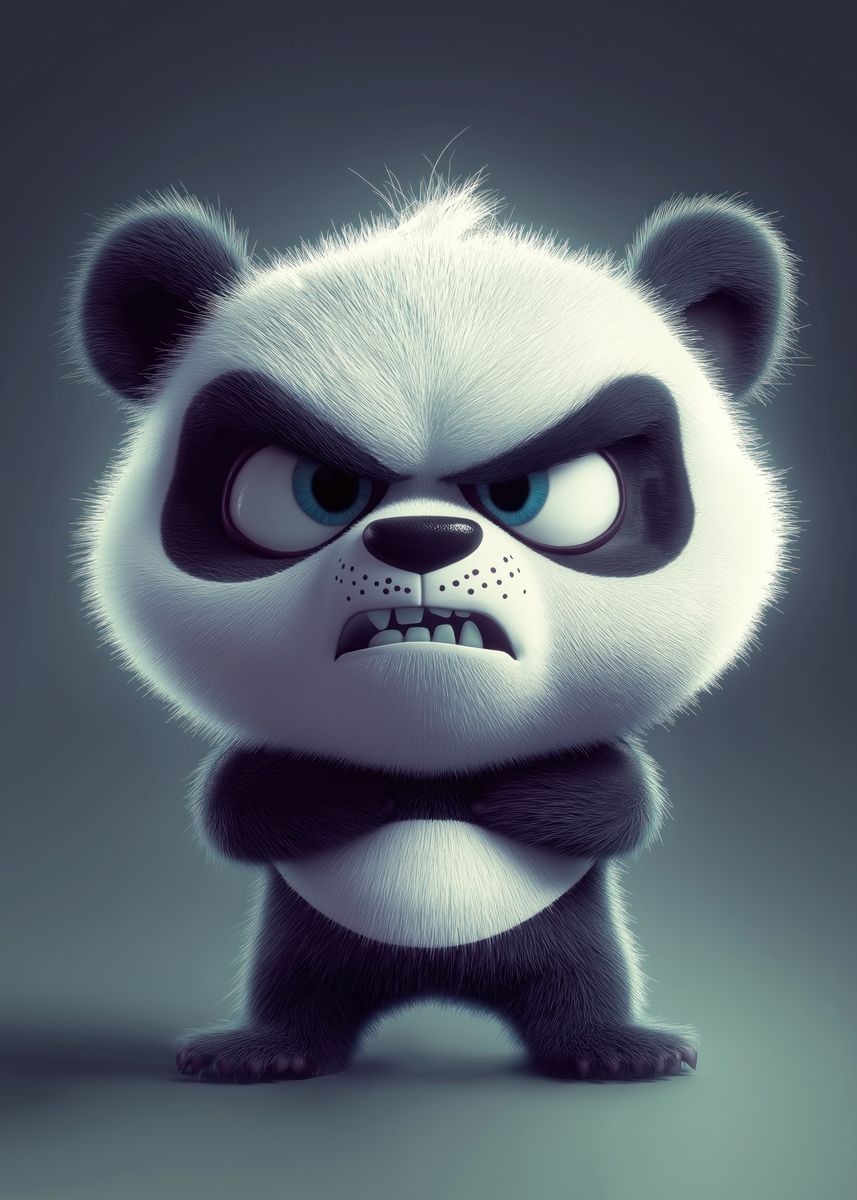 'Angry Panda Cartoon' Poster, picture, metal print, paint by ...