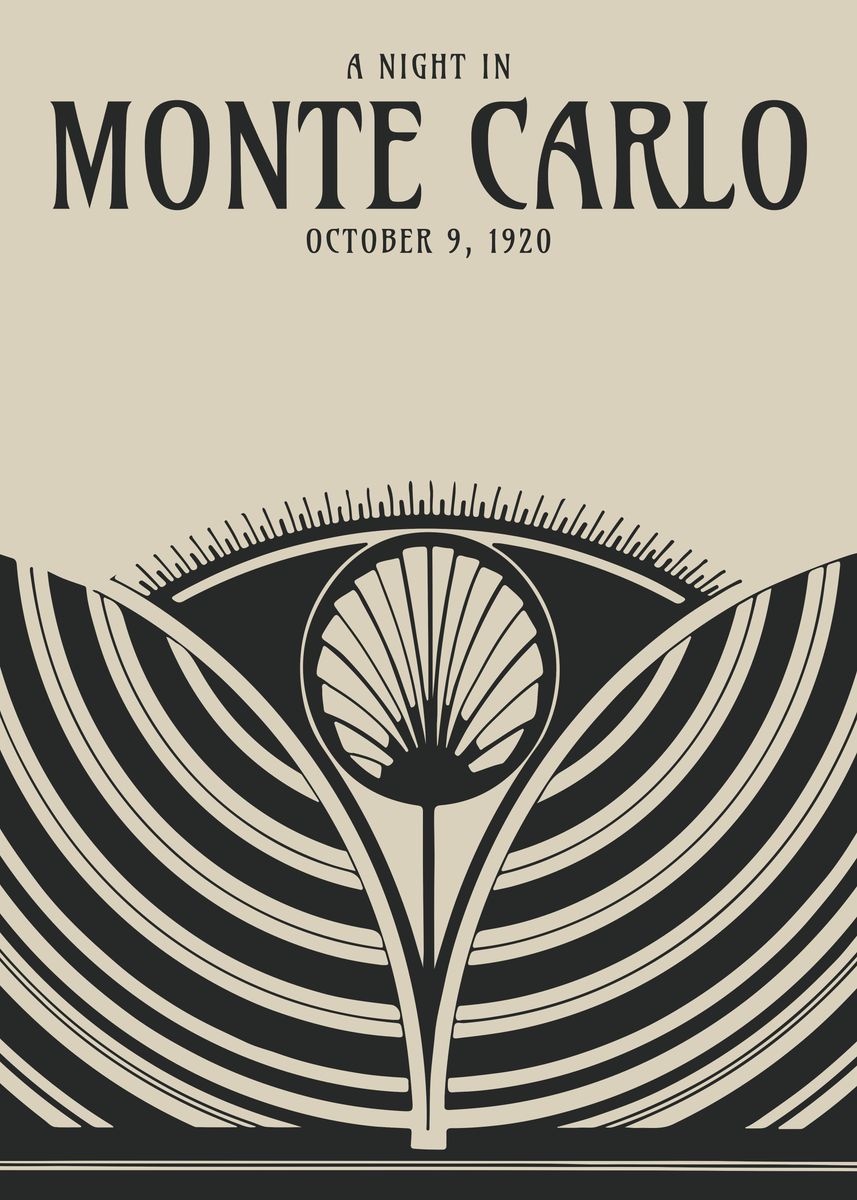'Art Deco Monte Carlo Poster' Poster, picture, metal print, paint by ...
