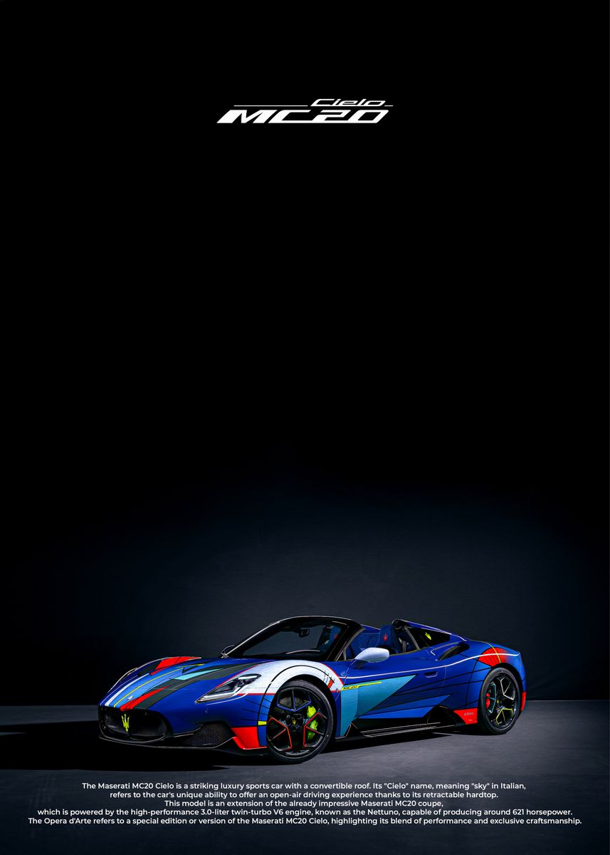 'Maserati MC20 Cielo Convertible' Poster, picture, metal print, paint ...