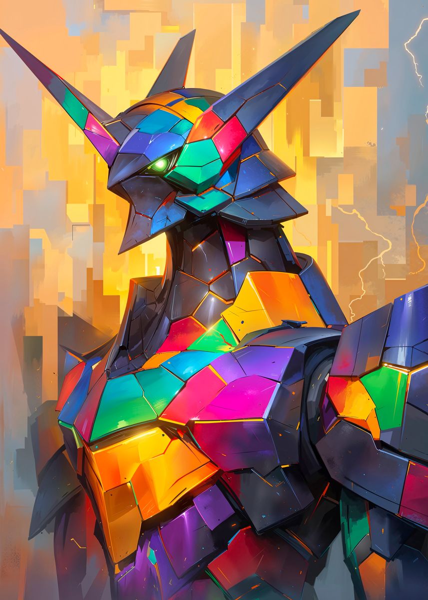 'Rainbow Mecha' Poster, picture, metal print, paint by shakes | Displate