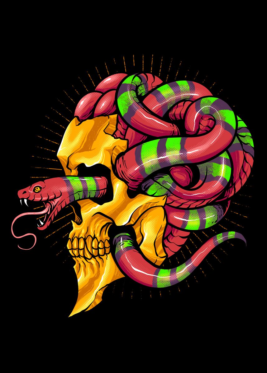 'snake brain ' Poster, picture, metal print, paint by spoilerinc ...