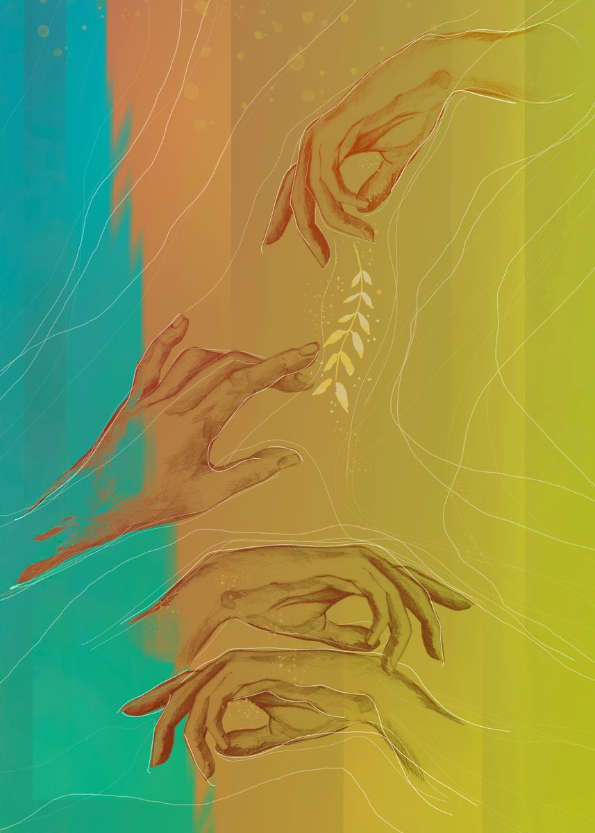 'The Four hands' Poster, picture, metal print, paint by Fatima Seehagen ...