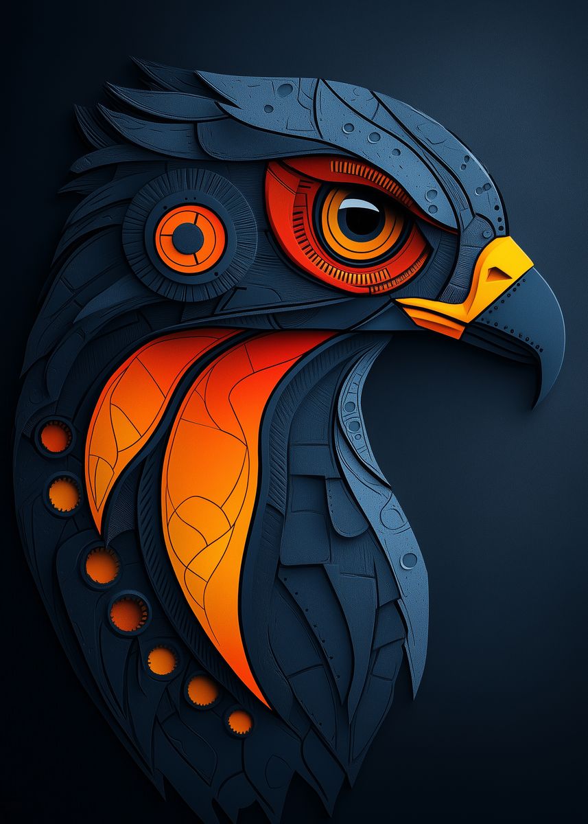 'Cybernetic Falcon' Poster, picture, metal print, paint by der Mumpitz ...