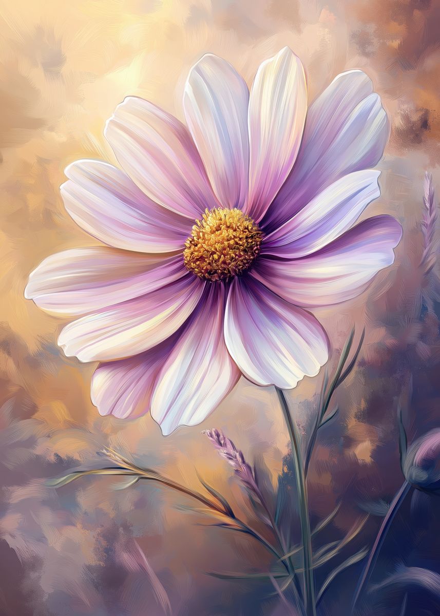'Pink Cosmos Flower Painting' Poster, picture, metal print, paint by ...
