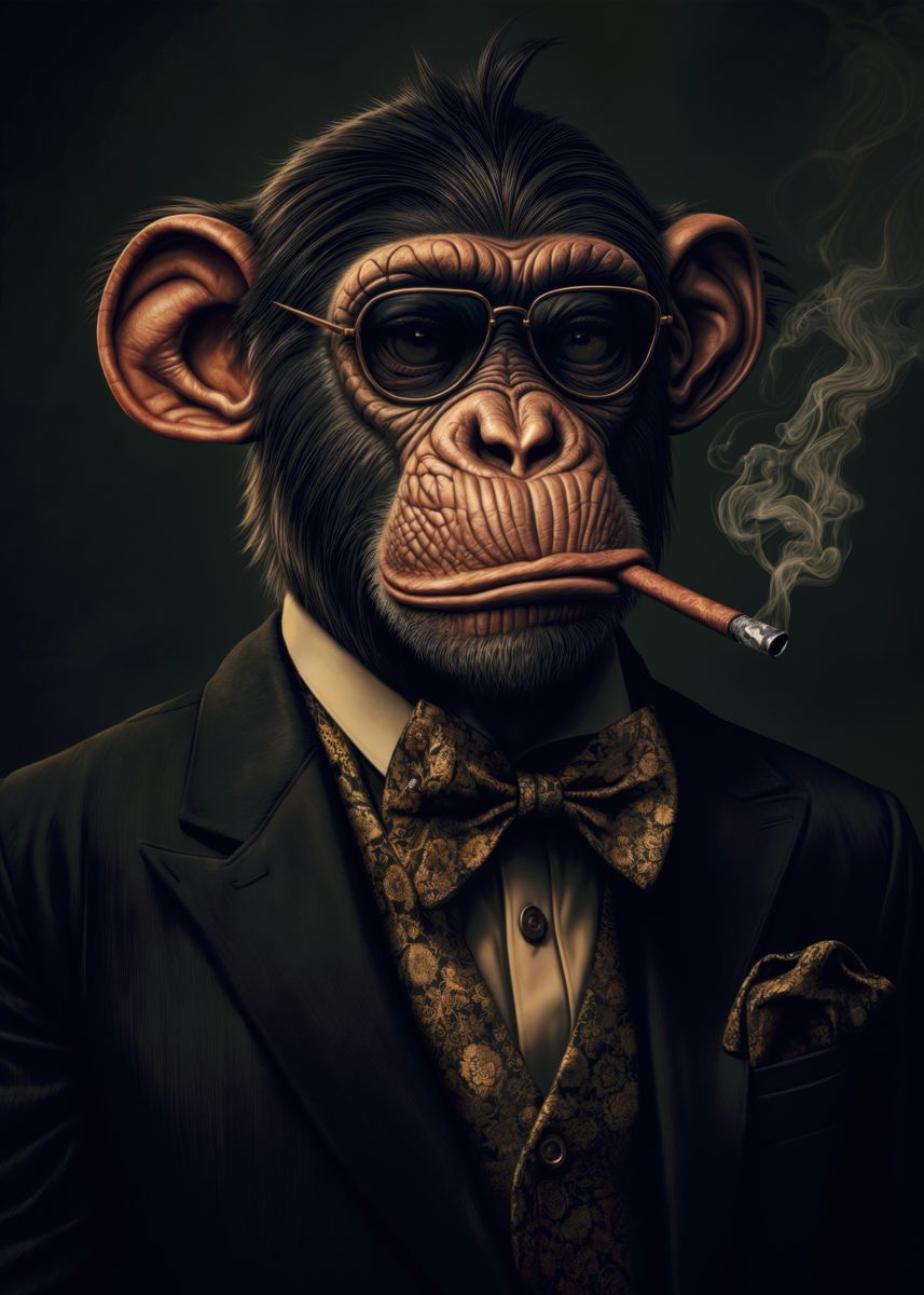 'Cigar Smoking Monkey' Poster, picture, metal print, paint by Wall ...