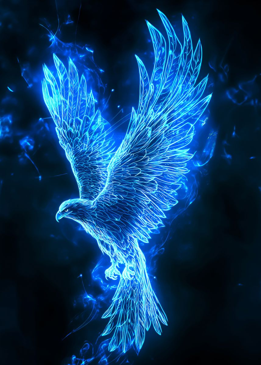 'Blue Fire Eagle' Poster, picture, metal print, paint by K3xiao | Displate