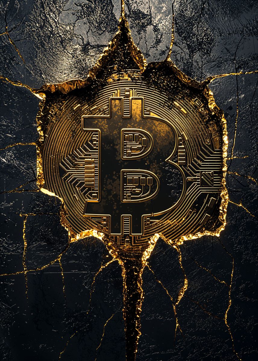 'Bitcoin Breaking Through' Poster, picture, metal print, paint by ...